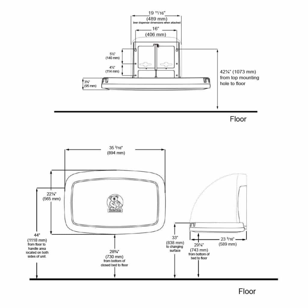 Koala Kare Baby Changing Stainless KB200-01SS - Partition Plus