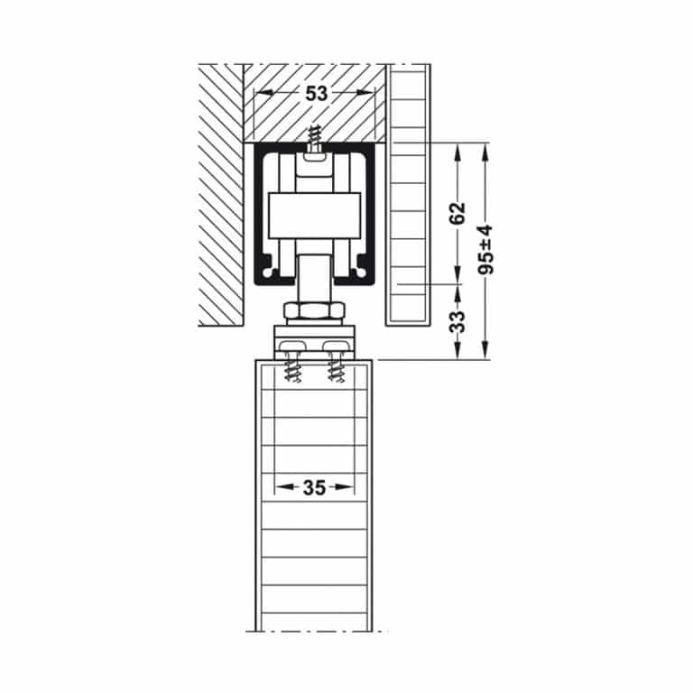 Hawa Junior 160/A Sliding Door Kit - Accepts 352 lb - Partition Plus