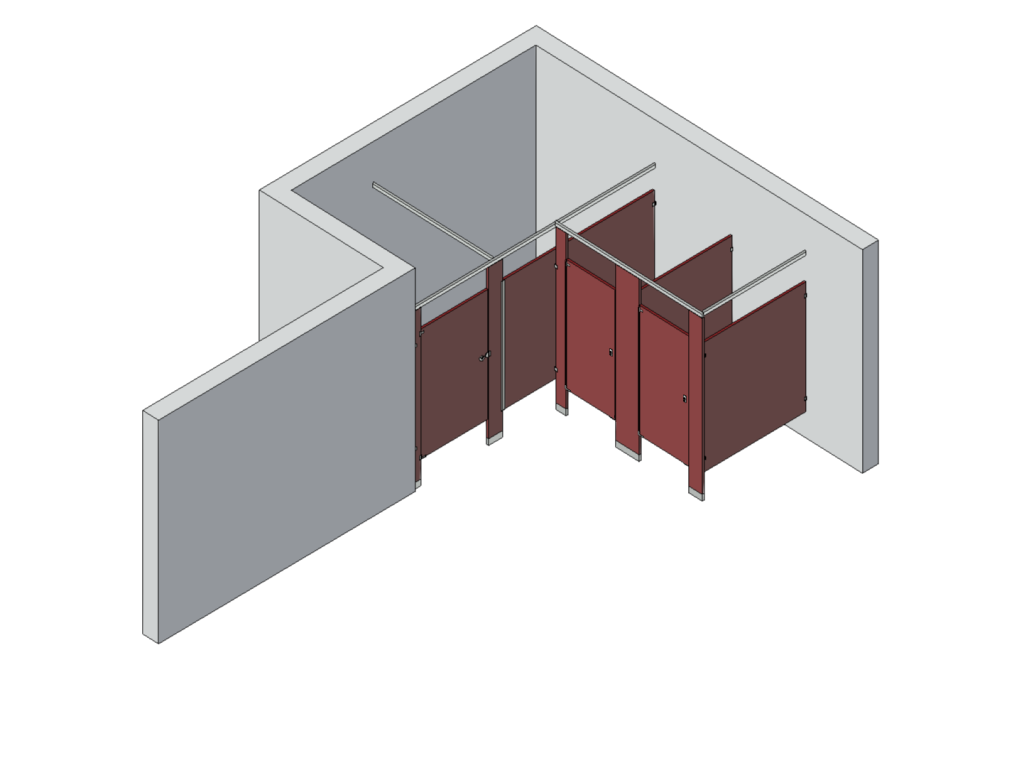 Home / Toilet Partitions / Bathroom Partitions – 3 Stalls – Alcove Left ...