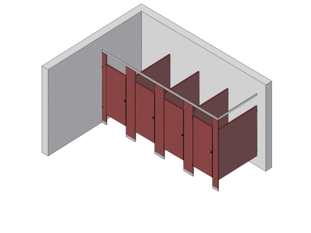 Home / Toilet Partitions / Bathroom Partitions – 4 Stalls – Corner Left ...