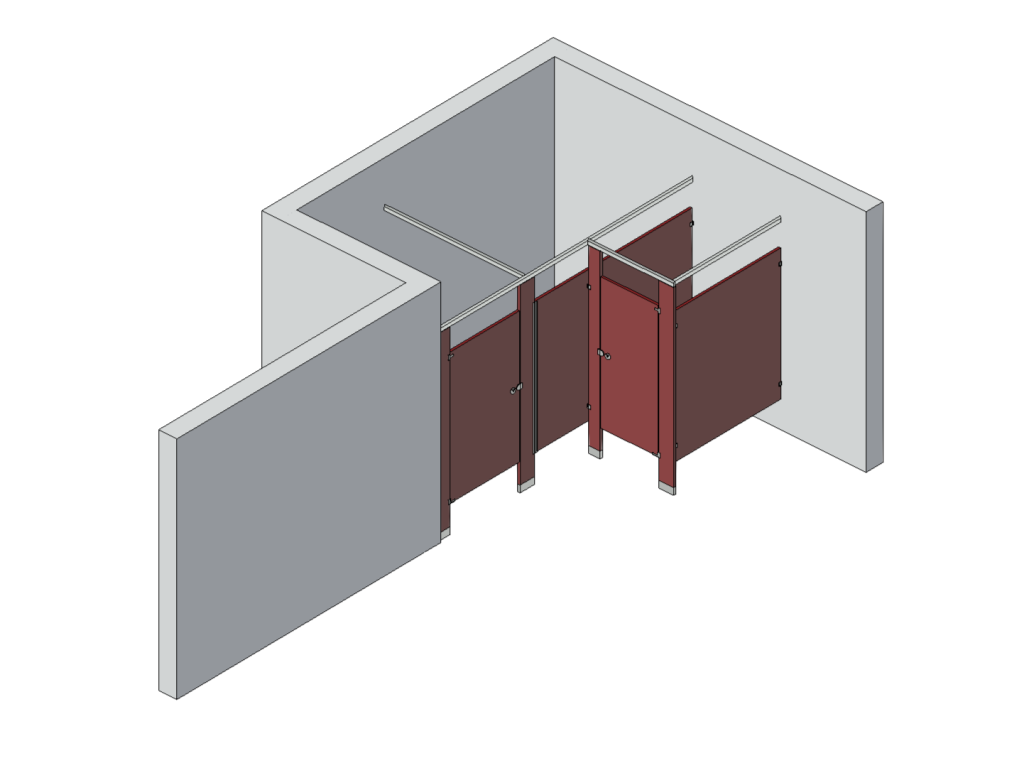 Home / Toilet Partitions / Bathroom Partitions – 2 Stalls – Alcove Left Hand Standard